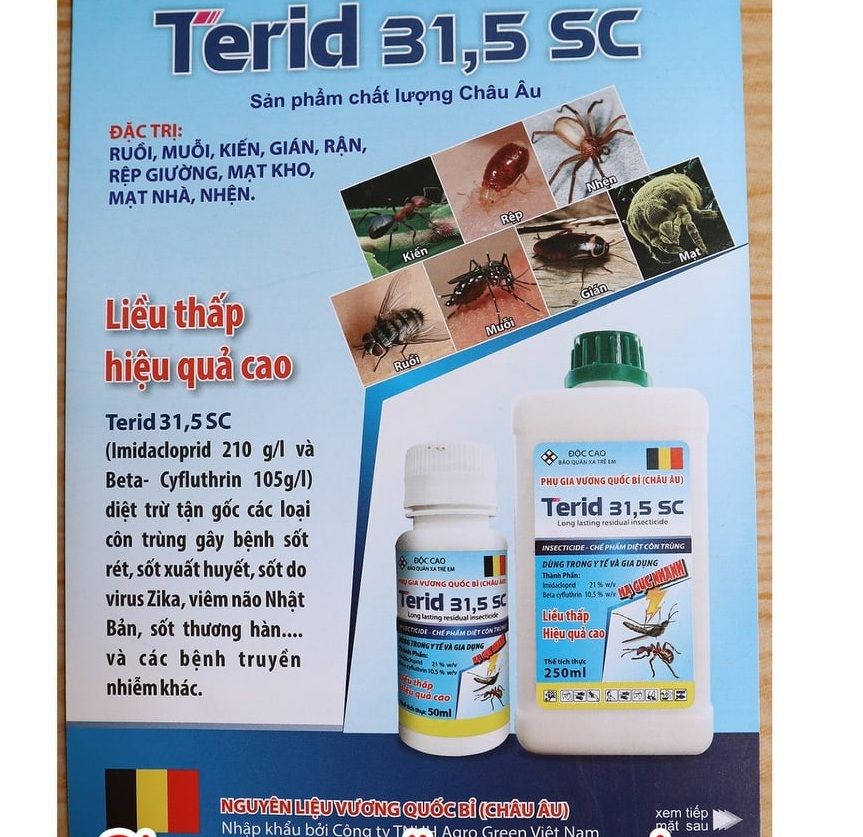Terid 31.5SC 50ml - Thuốc diệt rệp, ruồi, muỗi, gián , kiến của Bỉ